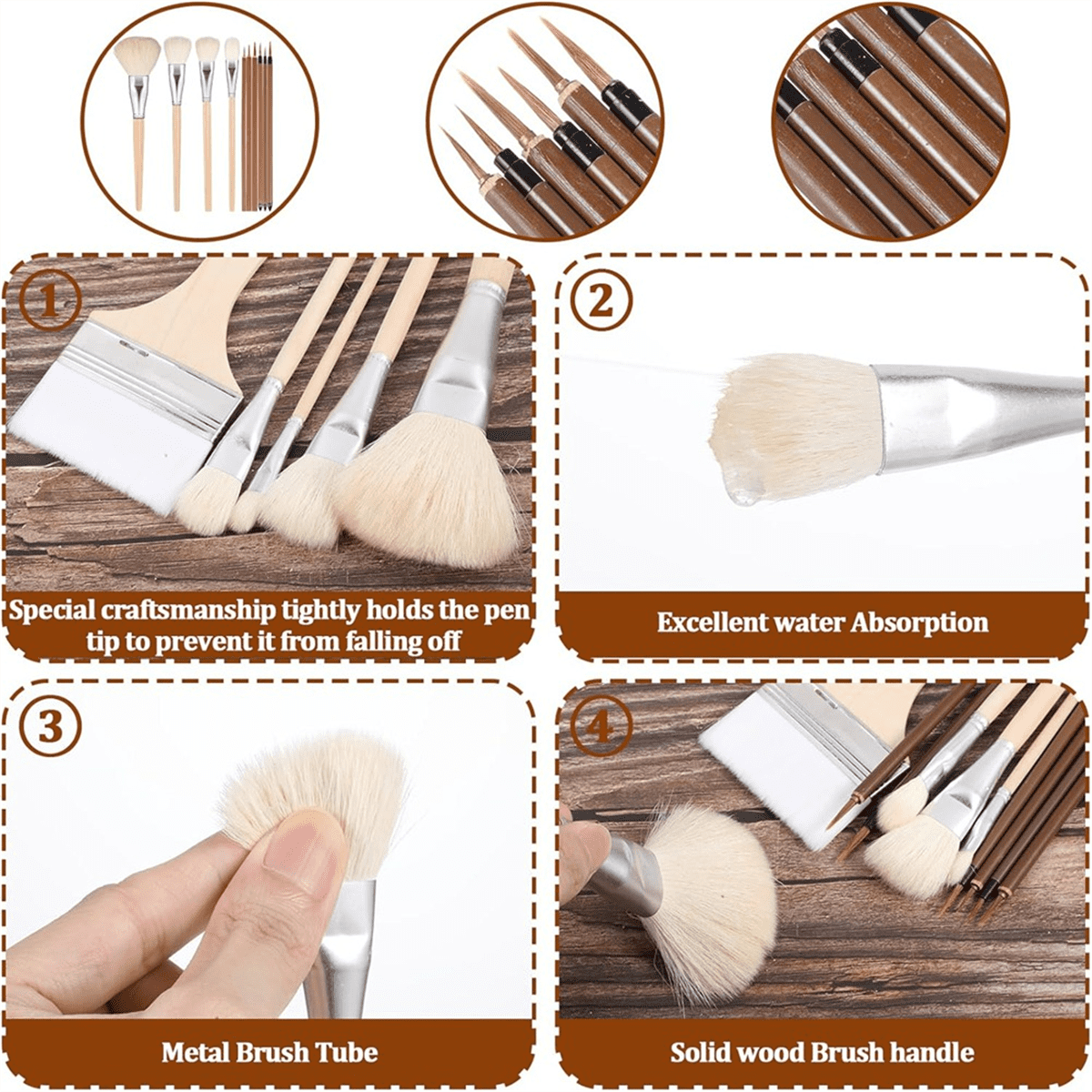 TOP! 11pcs Ceramic Brushes for Glazing,Wooden Pottery Glaze Acrylic ...