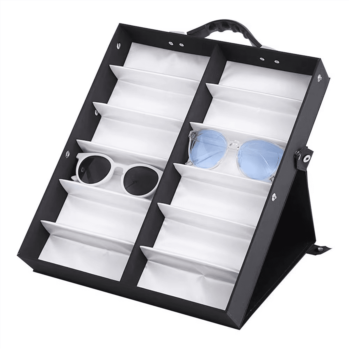 TOP! 12 Slots Glasses Tray Sunglasses Display Case Eyeglass Organizer ...