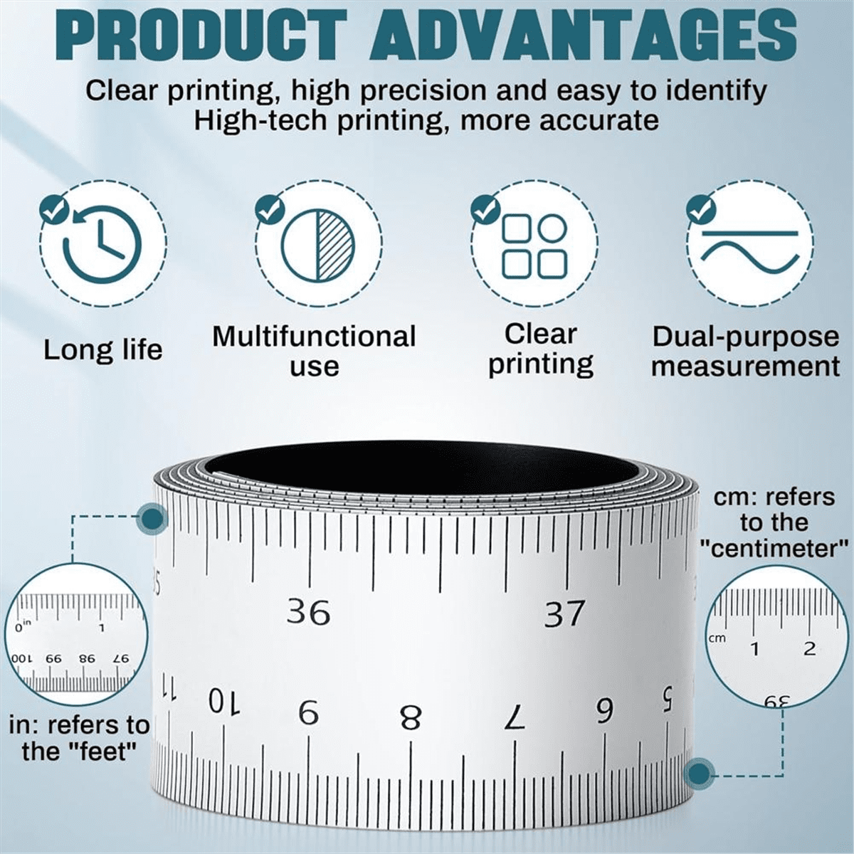 TOP! 2 Pack 39.37 Inch Magnetic Measuring Tape Centimeters Flexible ...