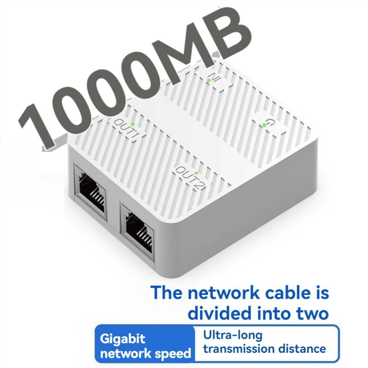 TOP! 2 Port Gigabit Network Switch RJ45 Splitter Cable Extender ...