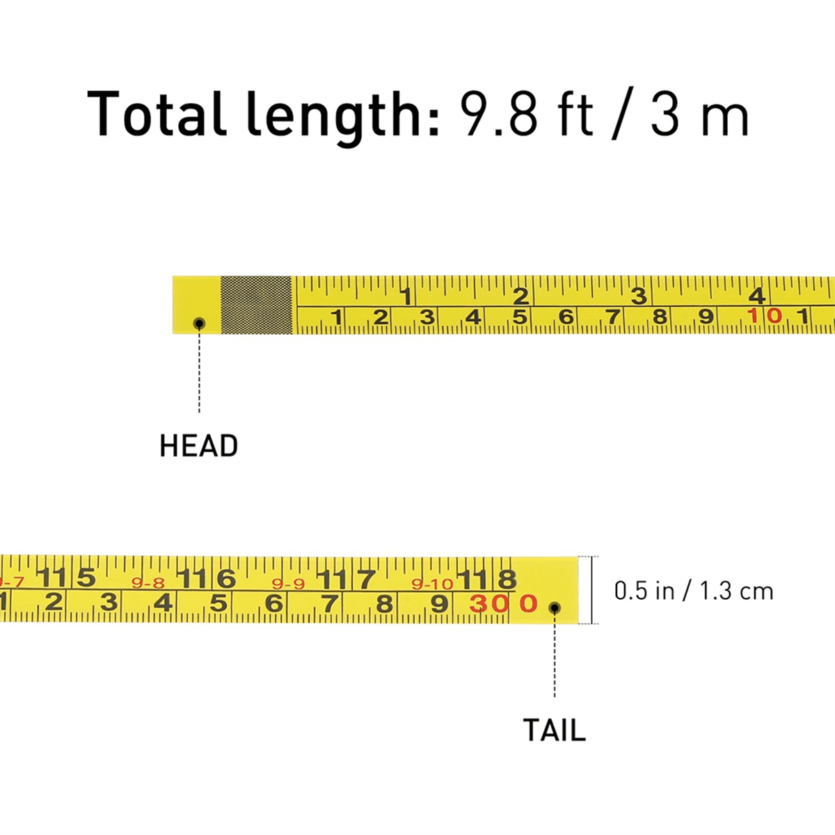 TOP! 2 Rolls Self Adhesive Measuring Tape Metric Measure Peel and Stick ...