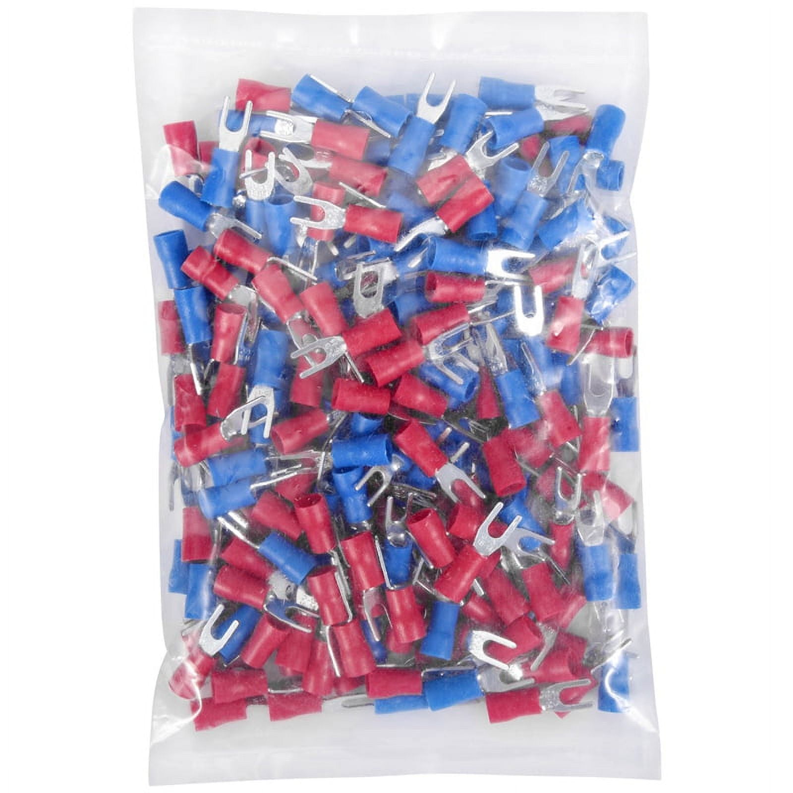 HOT! 200pcs 16-14 AWG Red Blue Wire Connector Insulated Fork Terminal ...
