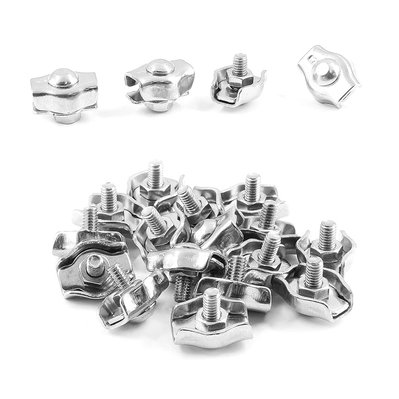 TOP! 20PCS 1/8Inch M3 Stainless Steel Wire Rope Cable Clip Clamp ...