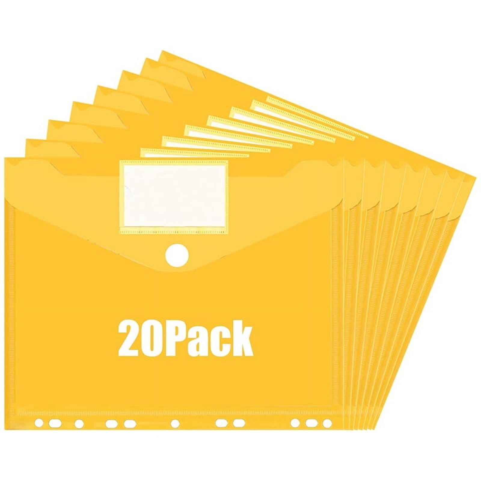 TOP! 20PCS Binder Pockets for 3 Ring Plastic Envelopes Pocket Folders ...