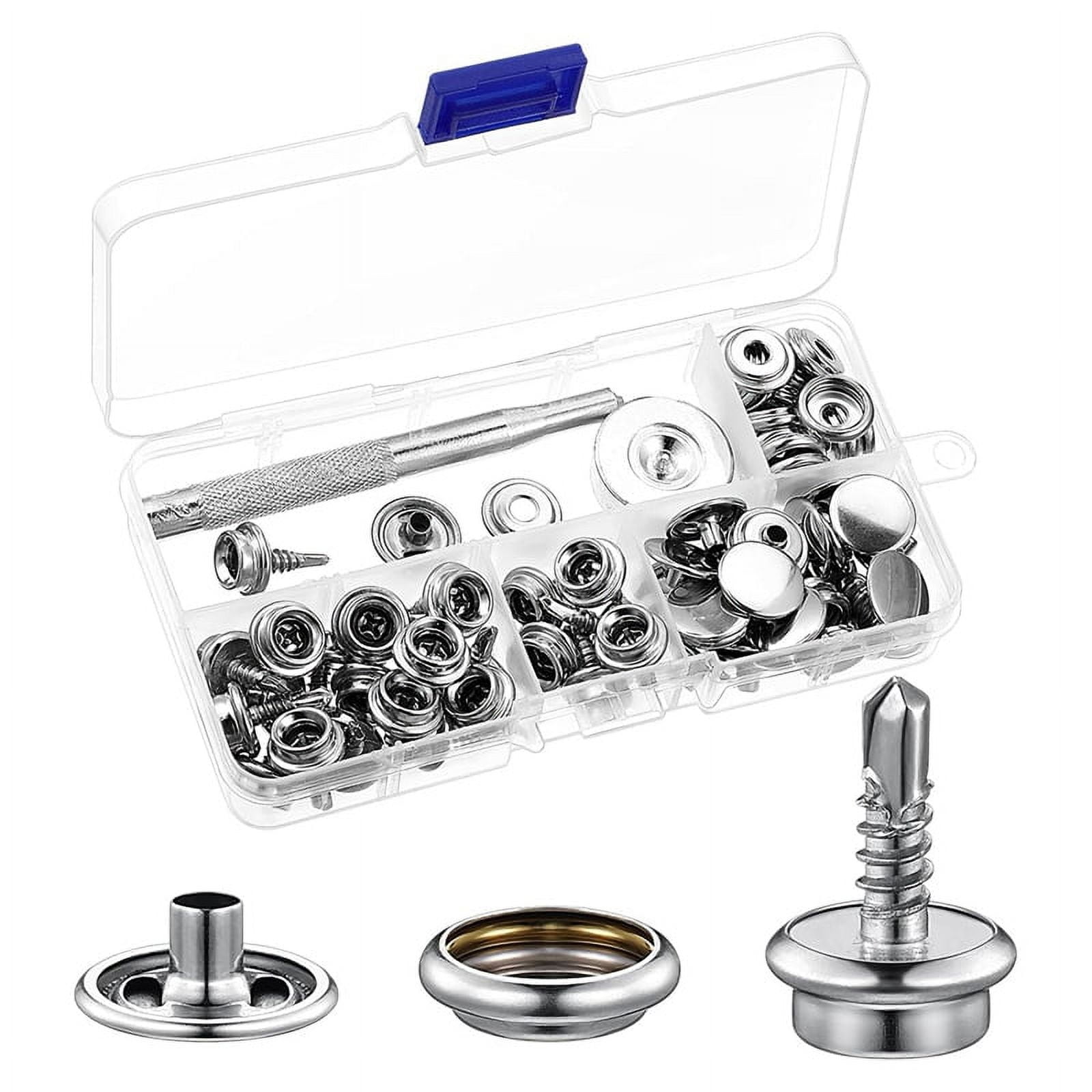 24 Set Boat Canvas Snaps Kit Tool 74 Pcs Stainless Steel Screw Cover Metal 3/8 Inch Socket Snap ...