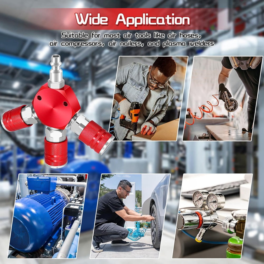 TOP! 3 Way Air Hose Splitter,Air Manifold,Air Compressor Splitter 1/4 ...