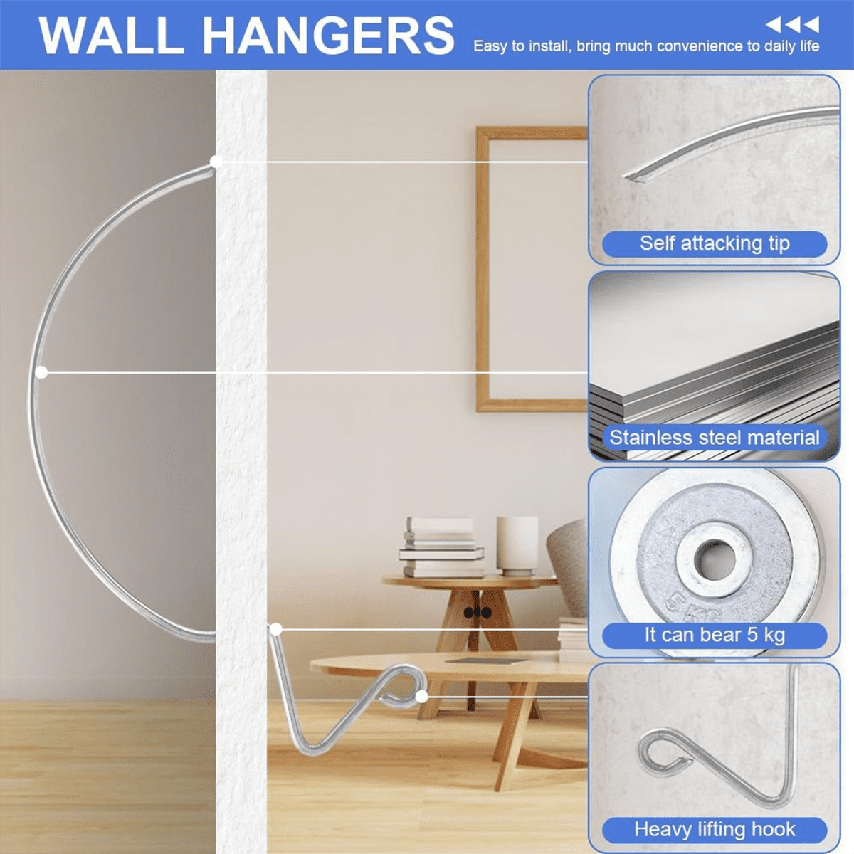 TOP! 30 Pcs Monkey Hooks Super Stainless Steel Picture Hangers Wall ...