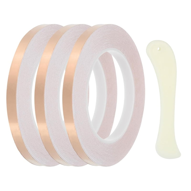 TOP! 36 Yard 3/8 Inch Copper Foil Tape, 3 Roll Tape Single-Sided ...