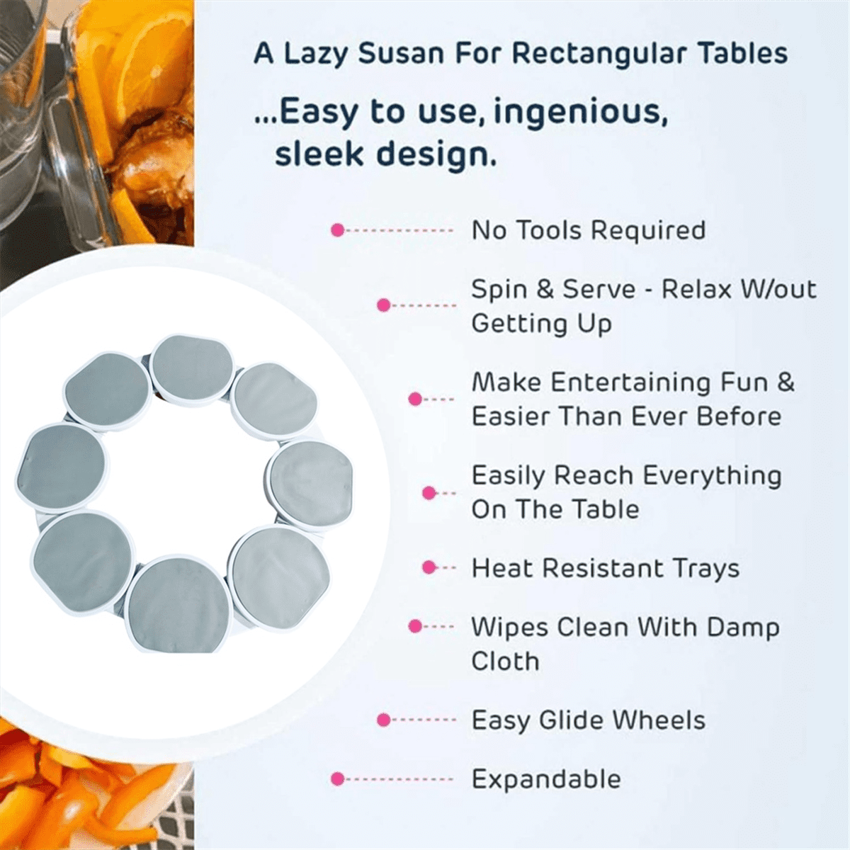 TOP! 360°Rotating Lazy Susans Revolution Tray Tabletop Rotating Serving ...