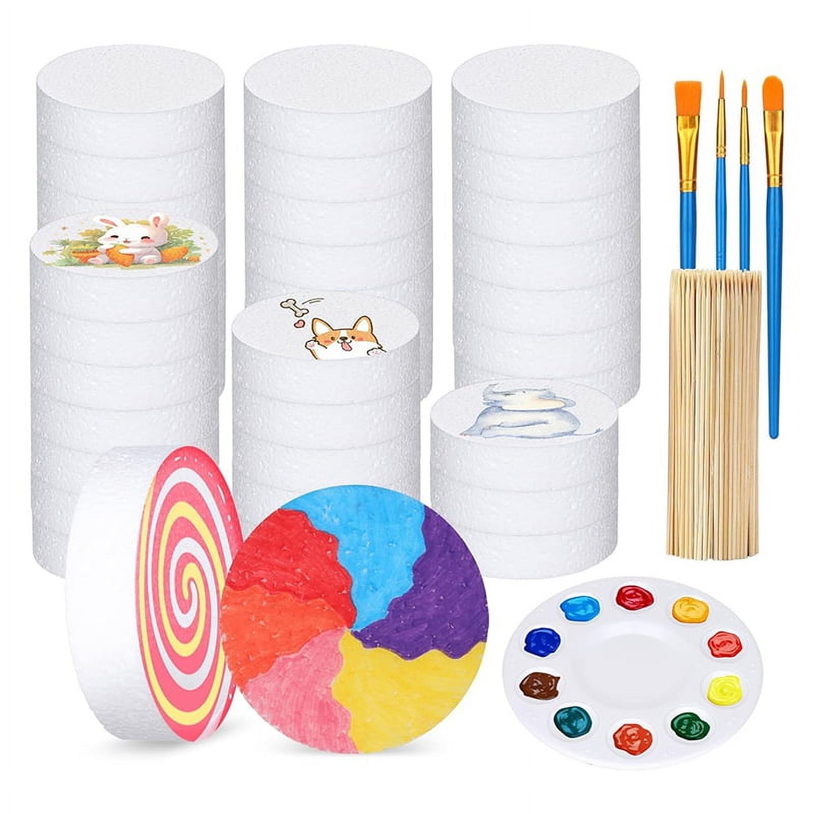 TOP! 4 Inch Foam and StyrofoamDiscs,Foam Circles for Crafts Cake Dummy ...