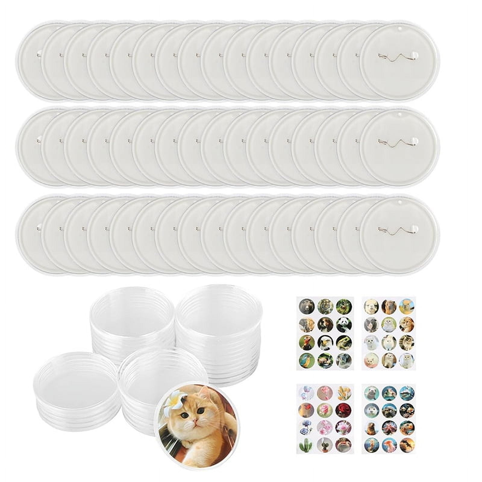 TOP! 48 Pack 2 Inch Clear Button Pins,Acrylic Pin,for Make Your Own ...