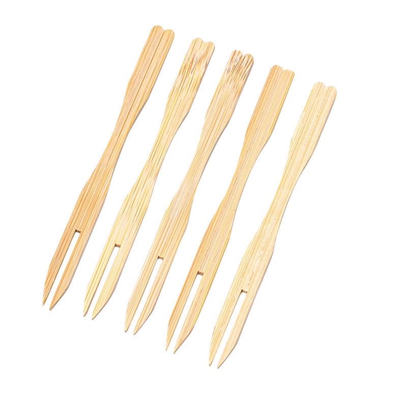 TOP! 500Pcs Bamboo Appetizer Forks, 3.5 Inch Mini Forks ,Disposable ...