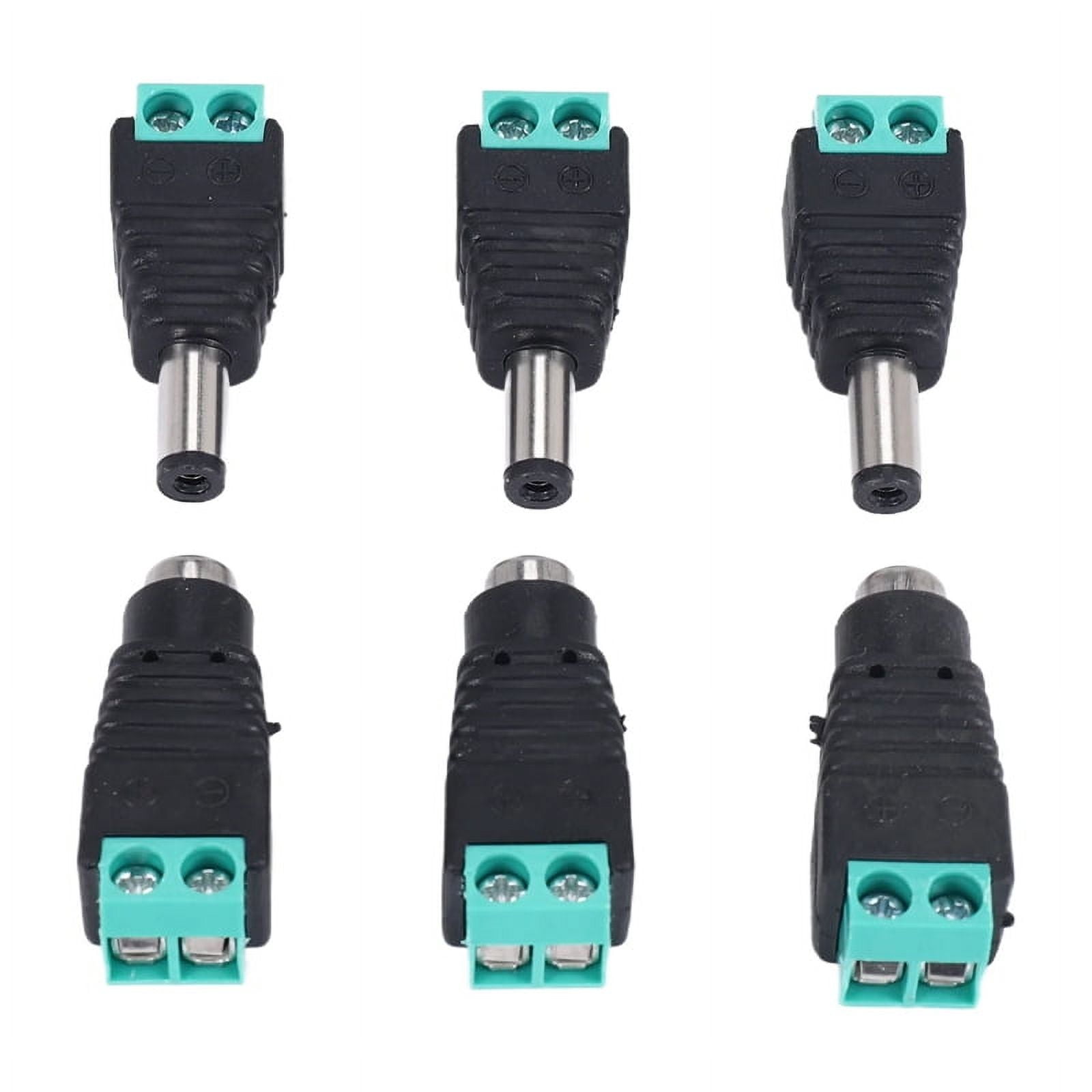 TOP! 6 Pcs 5.5X2.1Mm Female + Male CCTV DC Power Connector Adapter ...