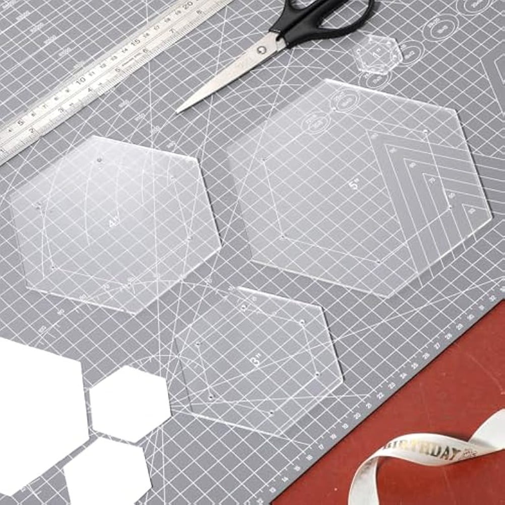 TOP! 6Pcs Hexagon Quilting Template Acrylic Rulers & Templates,Piecing ...