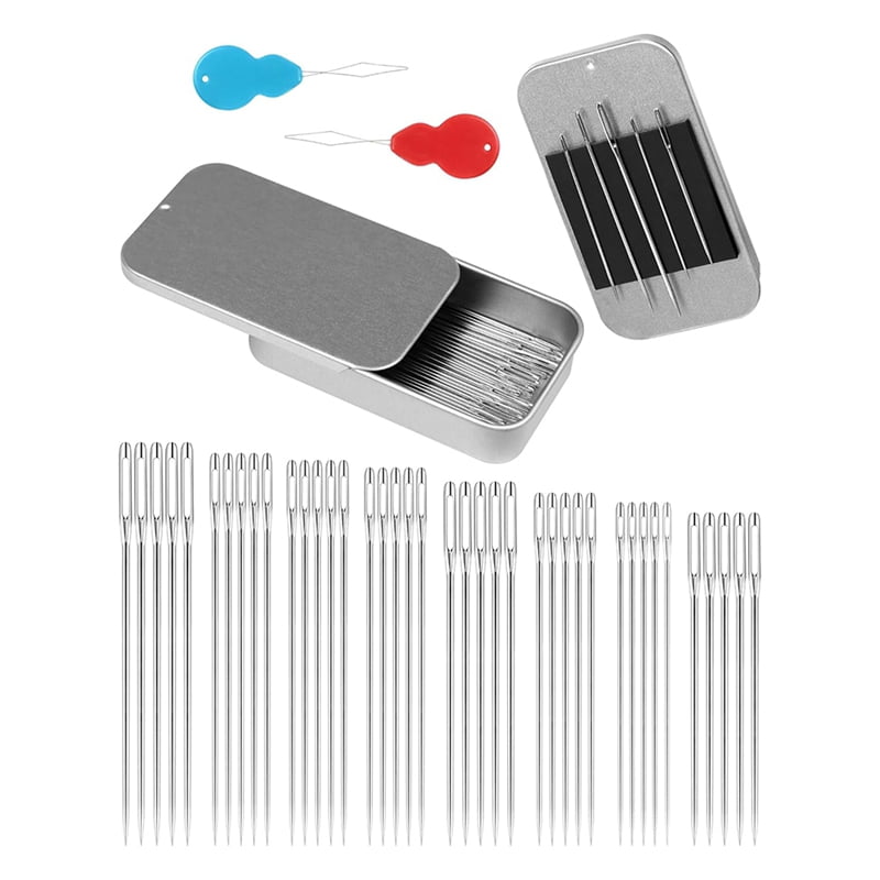 TOP! 80 Pieces Sewing Needle Set, 8 Sizes Stainless Steel Needles with ...