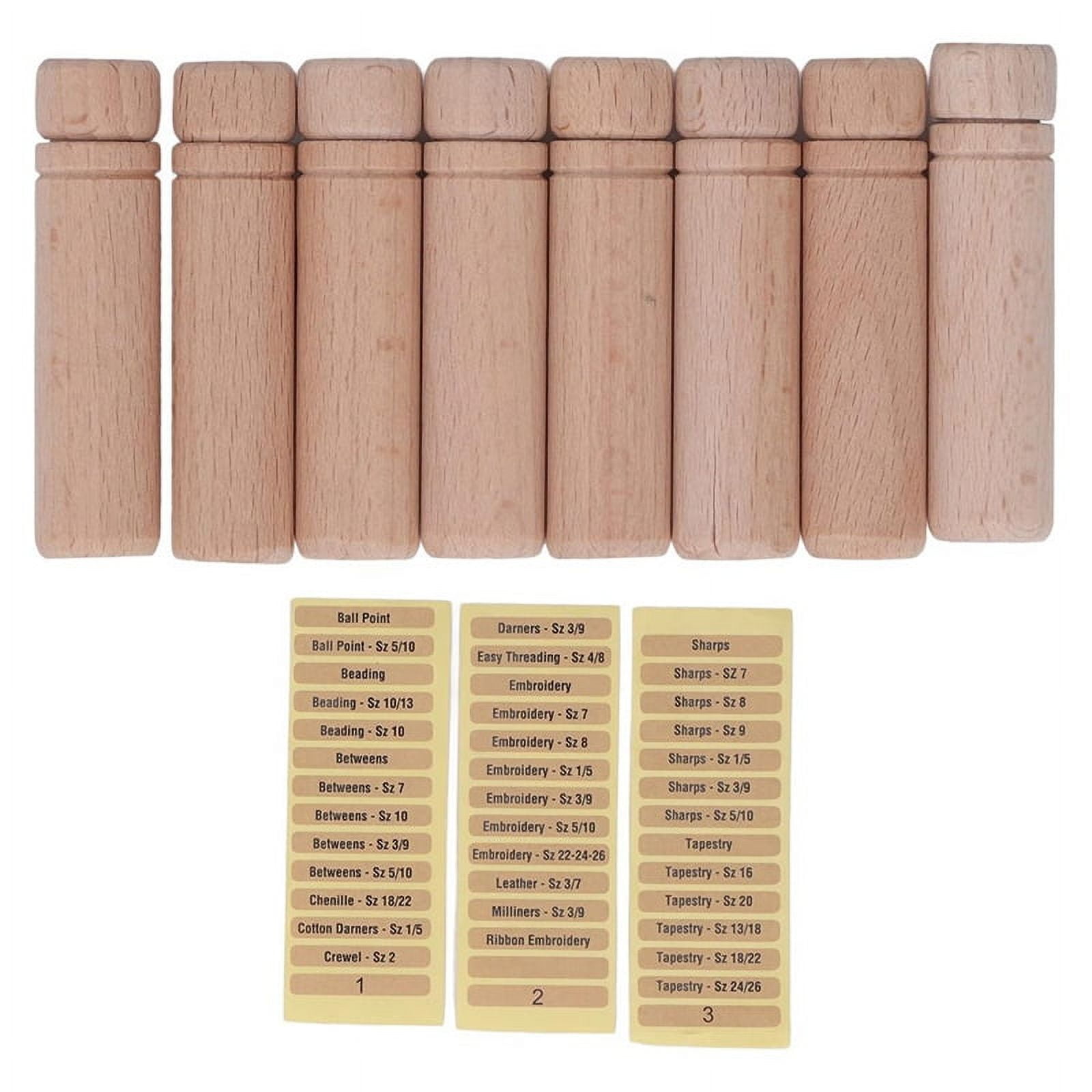 TOP! 8Pcs Wooden Needle Case, Portable Sewing Holders with 3 Stickers ...