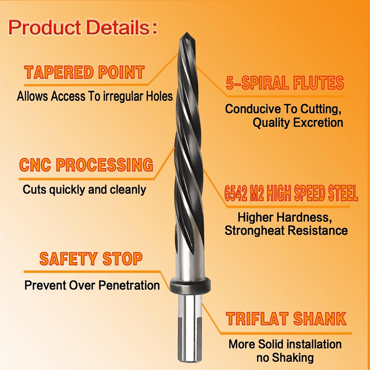 TOP! 9/16inch Steel Reamer, M2 HSS Conical Reamer for Steel, Alloy ...