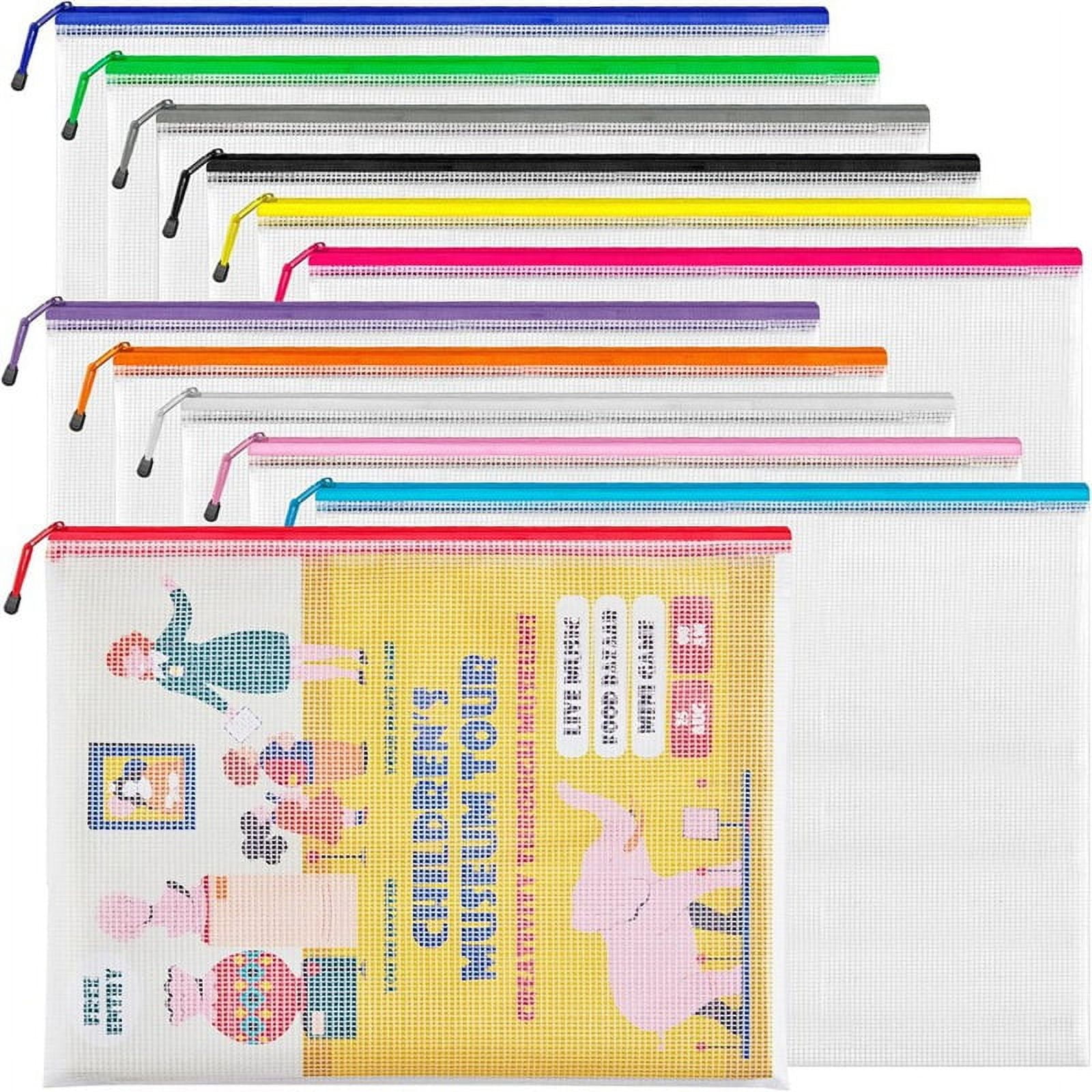 TOP! A3 (16.9x12.4 In,12 Pcs) Mesh Zipper Pouch,12 Colors Extra Large ...