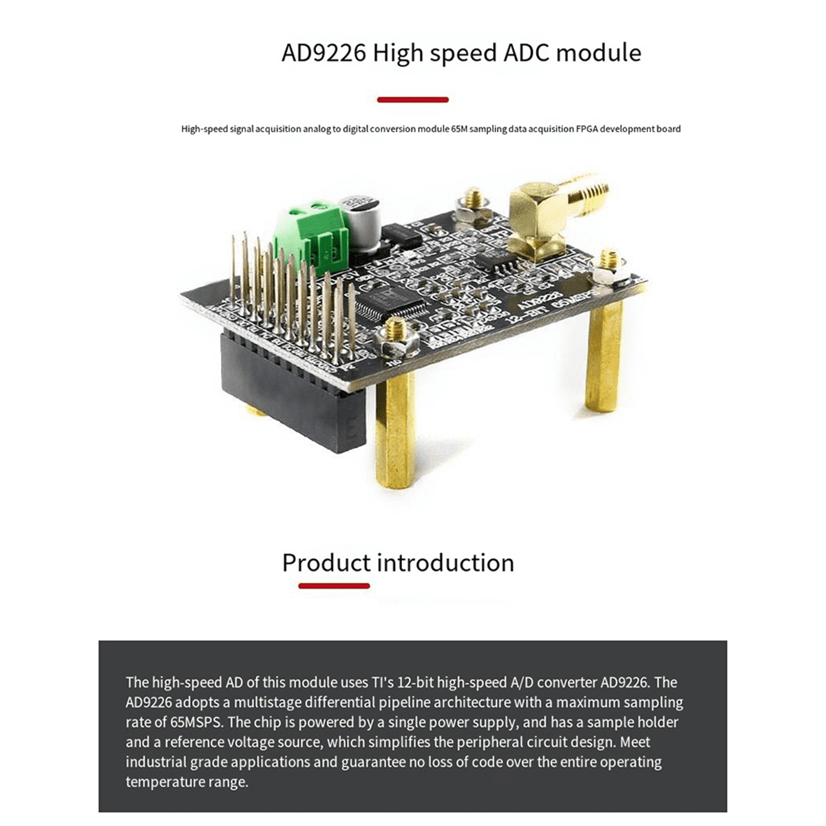 TOP! AD9226 High Speed ADC Module Signal Acquisition Analog to Digital Conversion PCB 65M ...