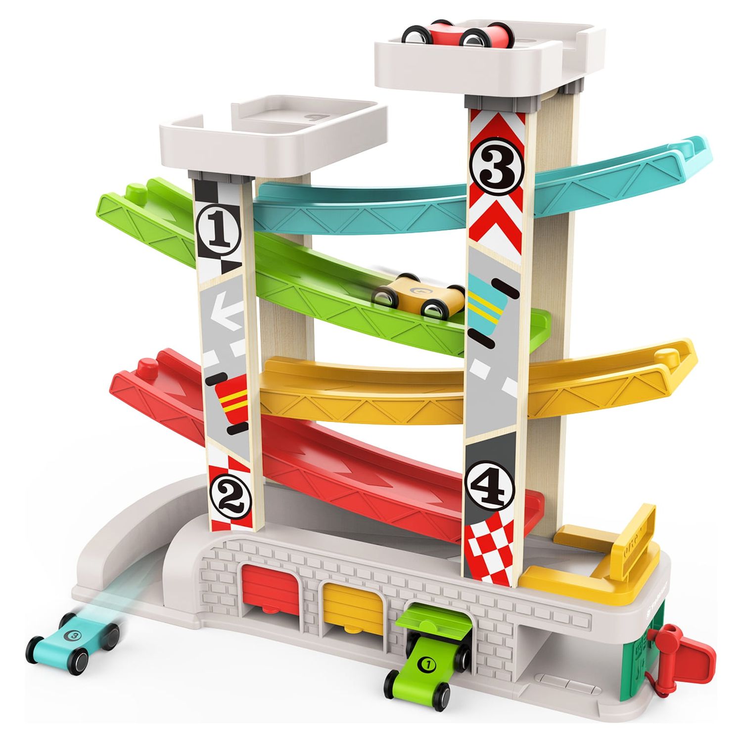 TOP BRIGHT Wooden Car Ramp Toddler Toys for 1 2 Year Old Boy Race Track ...