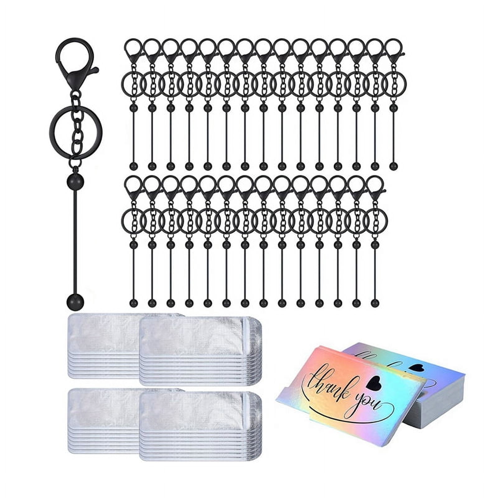 TOP! Beadable Keychain Bars Bulk for Beads DIY Blank Metal Beaded Bead ...