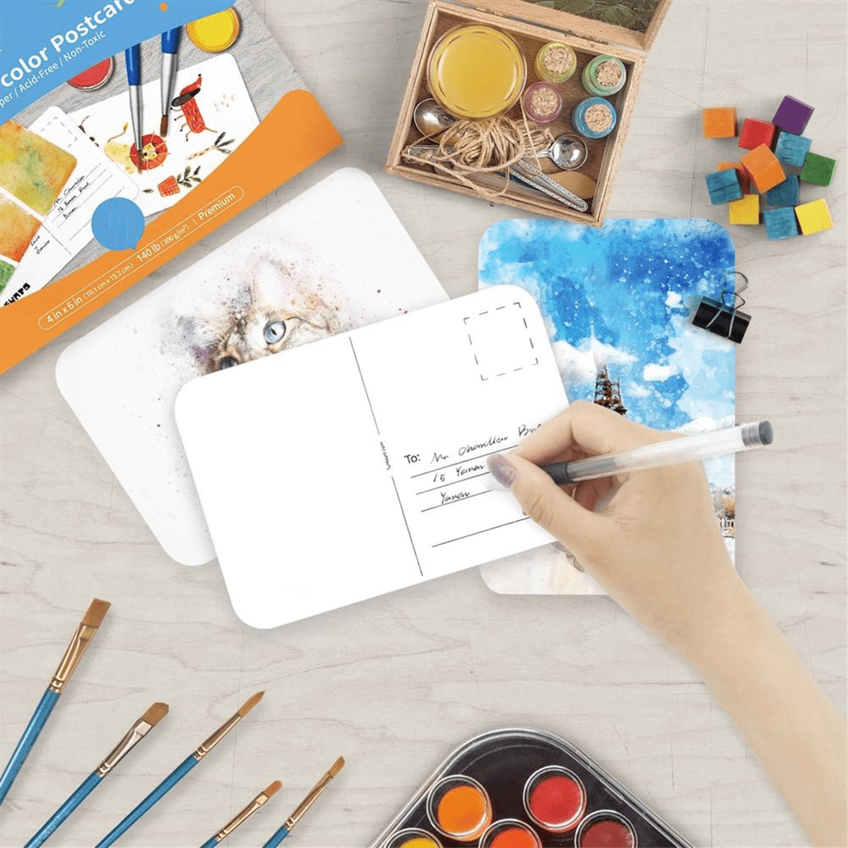 TOP! Blank Watercolor Paper Postcards,10 Cards, Acid-Free Heavyweight ...