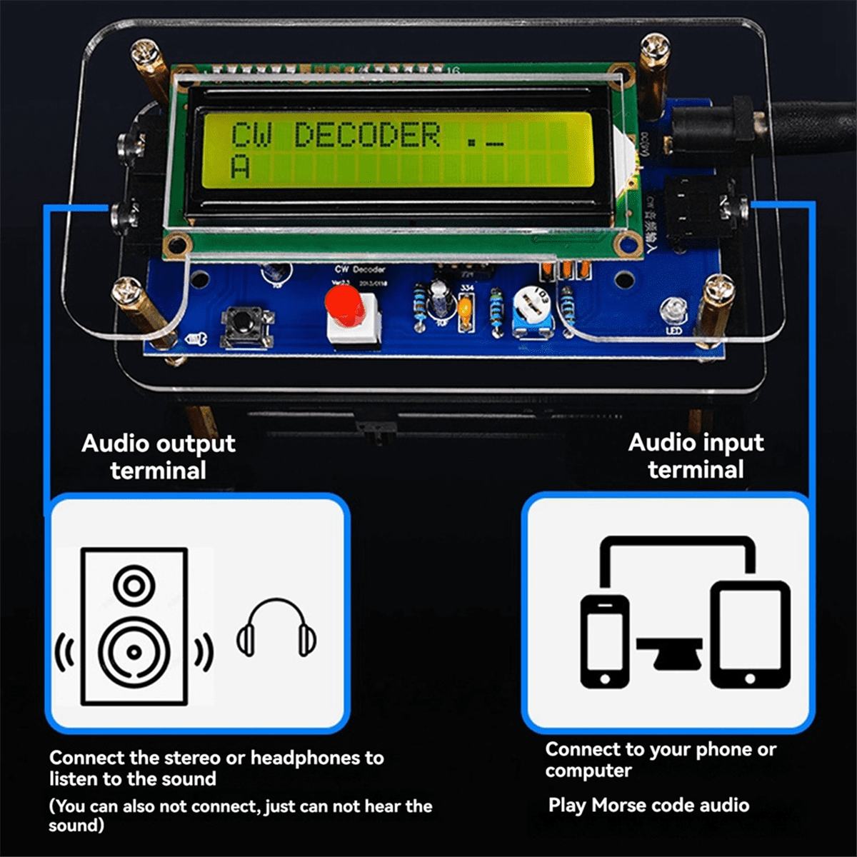 TOP! CW Morse Code Decoder Bulk Circuit Board Wireless Transmitter ...