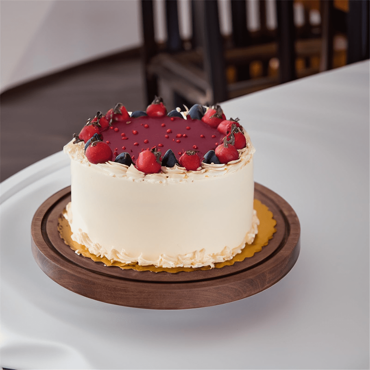 TOP! Cake Stand with Lid, Wood 12in Round Holder, 2-in-1 Dessert Table ...