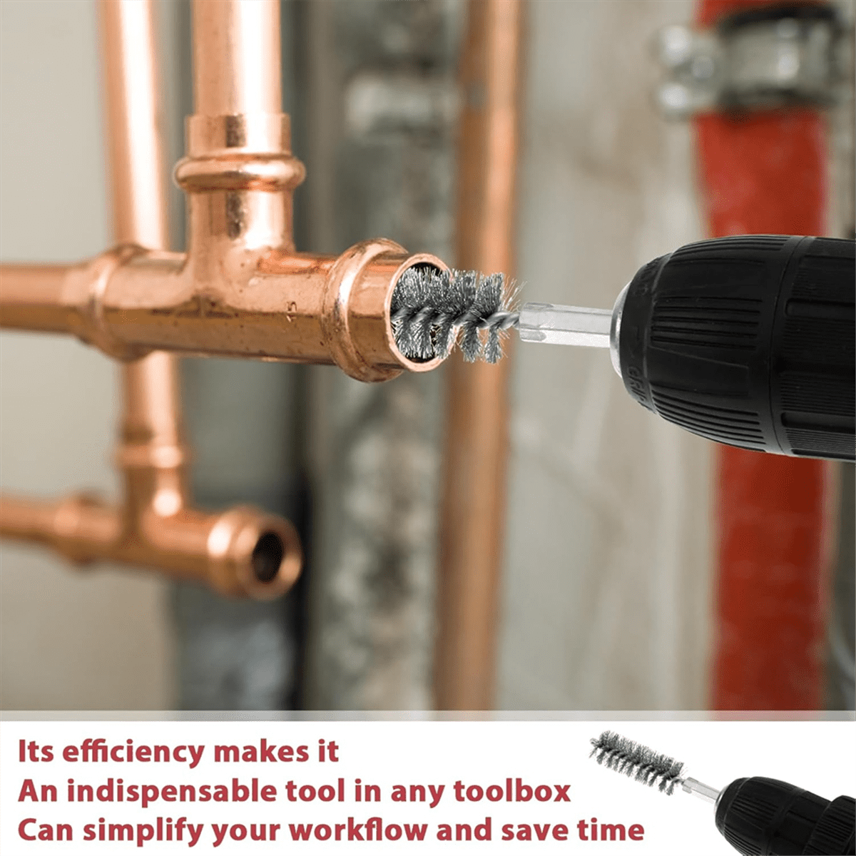 TOP! Copper Pipe Cleaner 1/2In 3/4In 1In, for Drill, Cleans Pipes Tubes ...