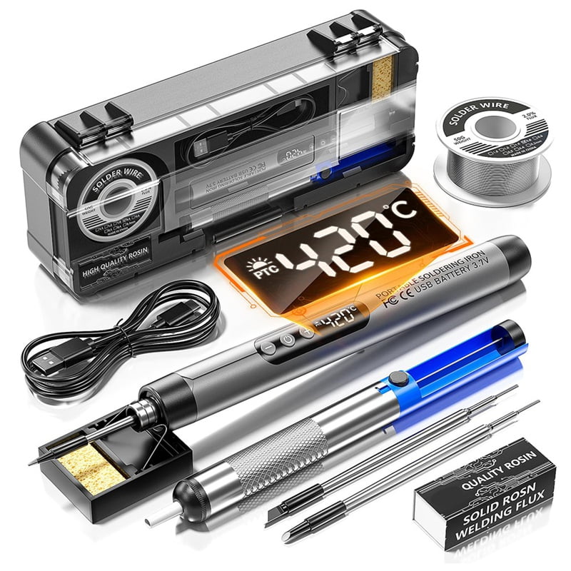 TOP! Cordless USB Digital Soldering Iron Adjustable Temperature Type-C ...