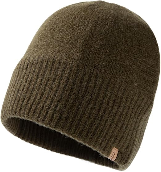 TOP-EX Men's 100% Merino Wool Winter Beanie Cold Weather Hat with ...
