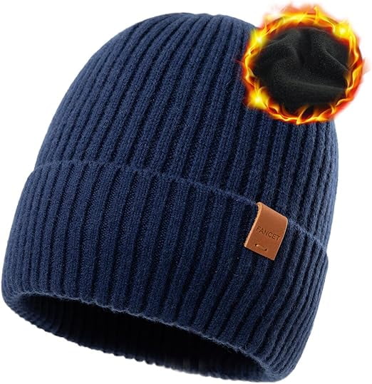 TOP-EX Mens 100% Merino Wool Beanie with Fleece Lining Cold Weather ...