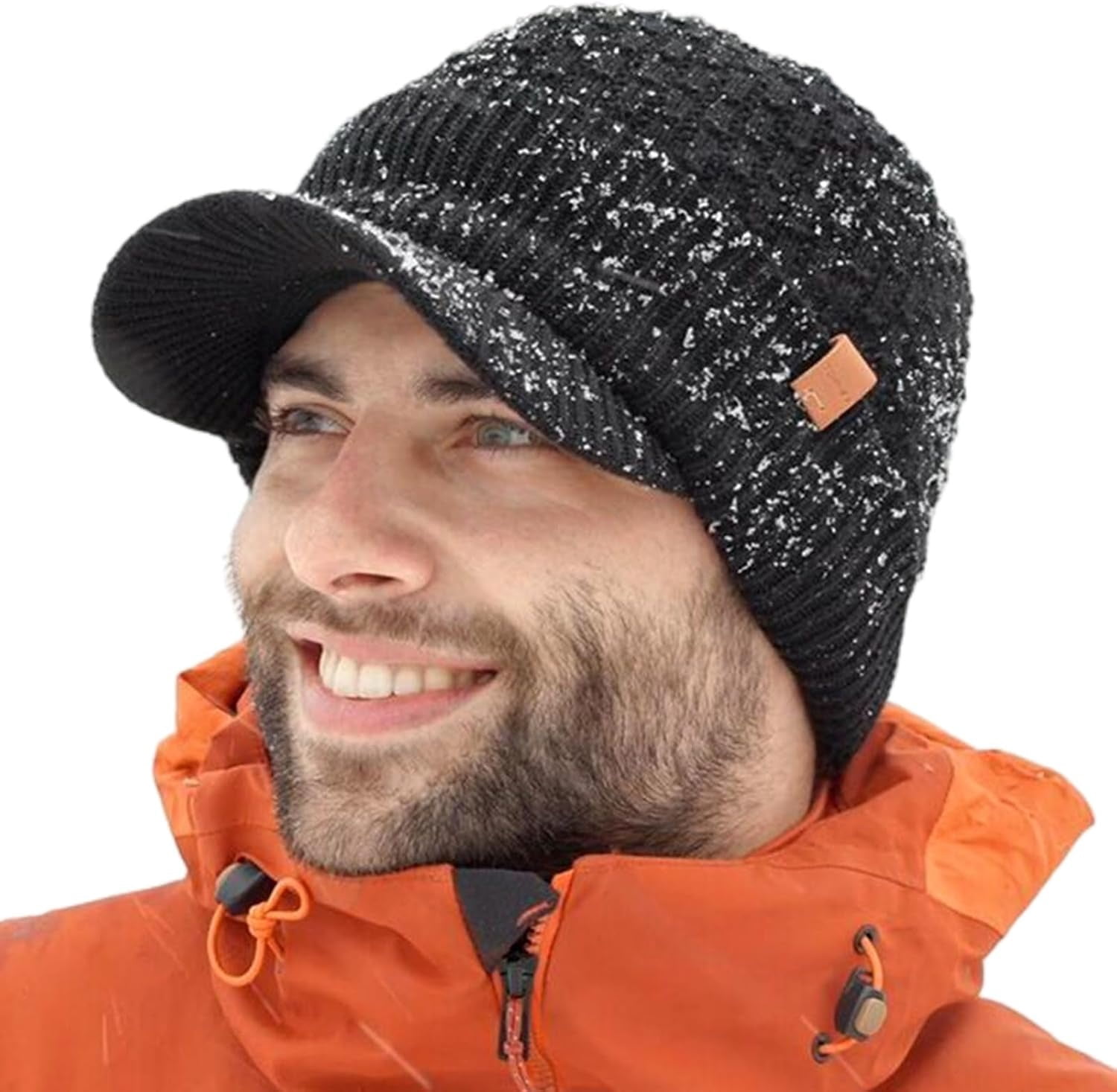 TOP-EX DryKnit™ Waterproof Visor Beanie Hat for Men Winter Knit Skull ...