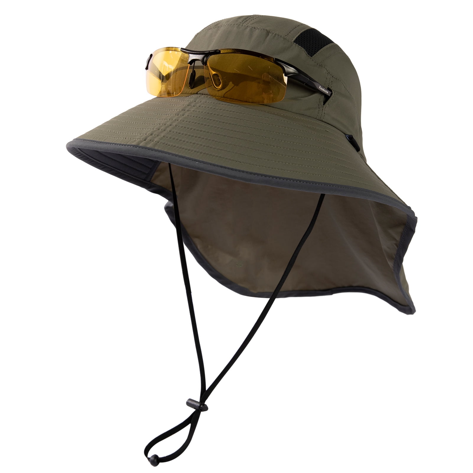 TOP-EX XXL/XL/L/M Mens Sun Hat with Neck Flap & Sunglass Slot – Wide ...