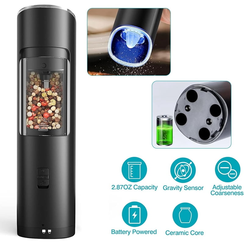 TOP! Electric Salt and Pepper Grinder with LED Indicato Battery Powered ...