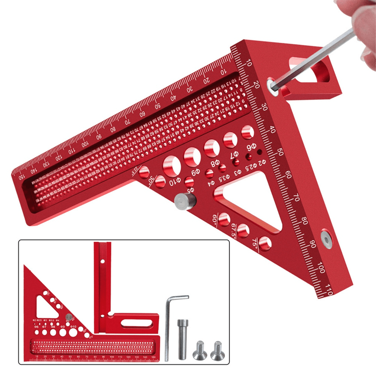 TOP! Extended 3D Multi-Angle Measuring Ruler Woodworking Square ...