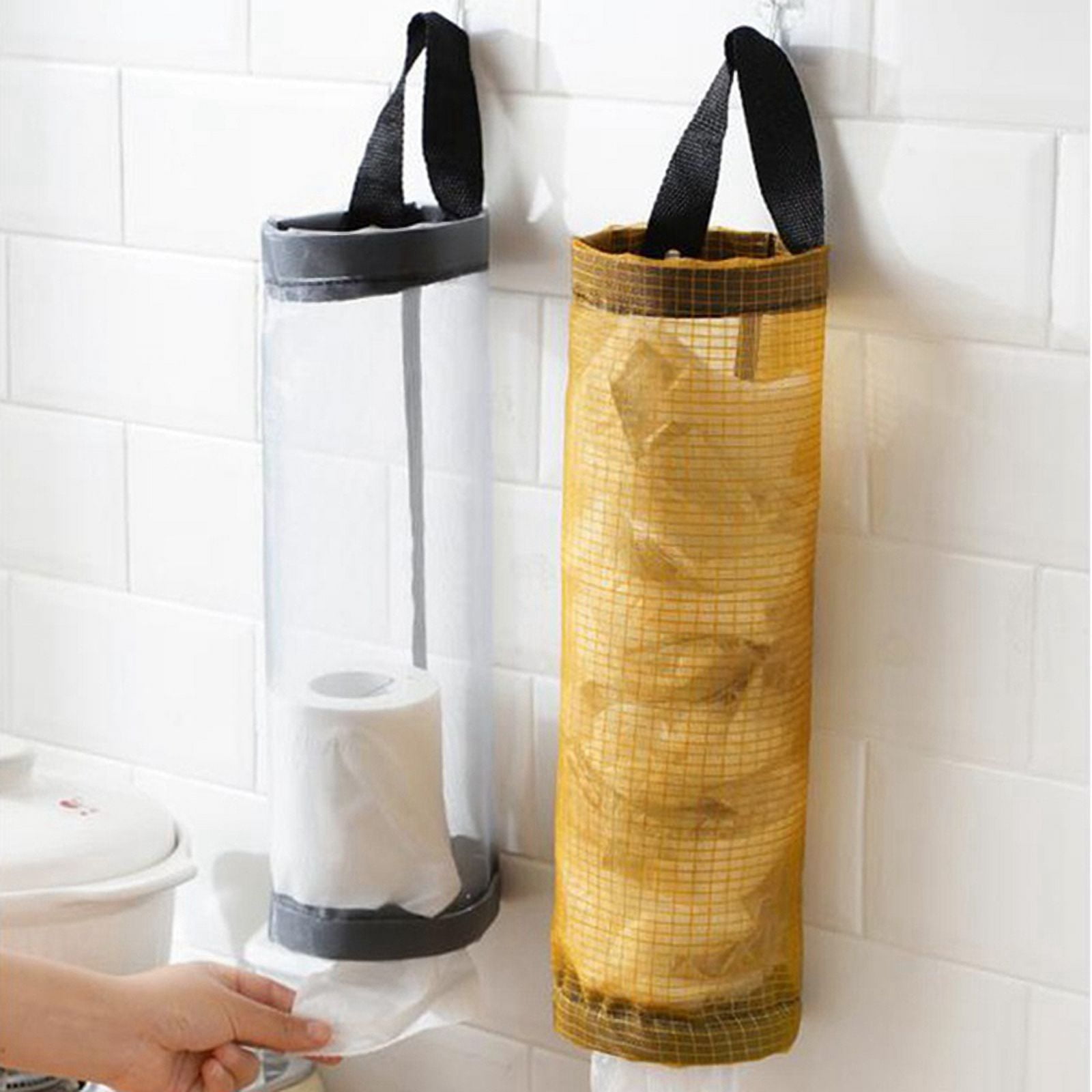 TOP! Home Grocery Bag Holder Wall Mount Plastic Dispenser Hanging ...