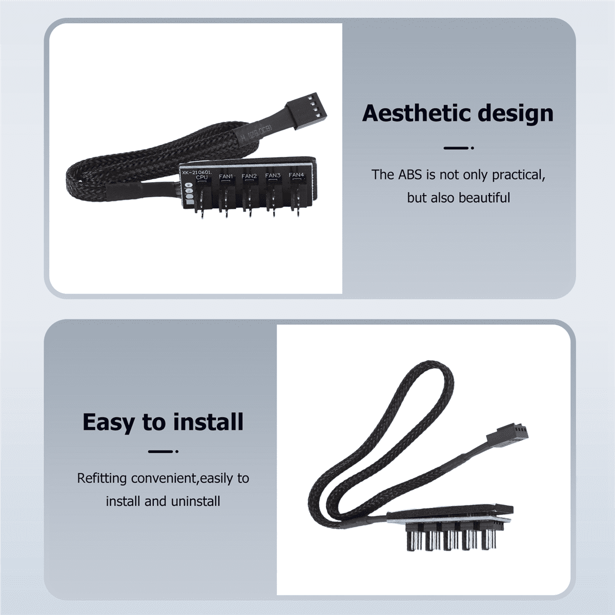 TOP! Host Case PC Cooler Fan Power Cable 1 Female to 5 Male 4Pin Socket ...