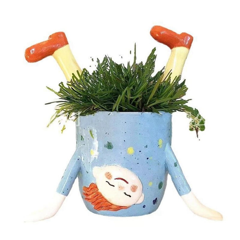 TOP! Inverted Girl Flower Pot Indoor Outdoor Plant Container Home ...