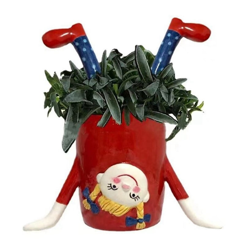 TOP! Inverted Girl Flower Pot Indoor Outdoor Plant Container Home ...
