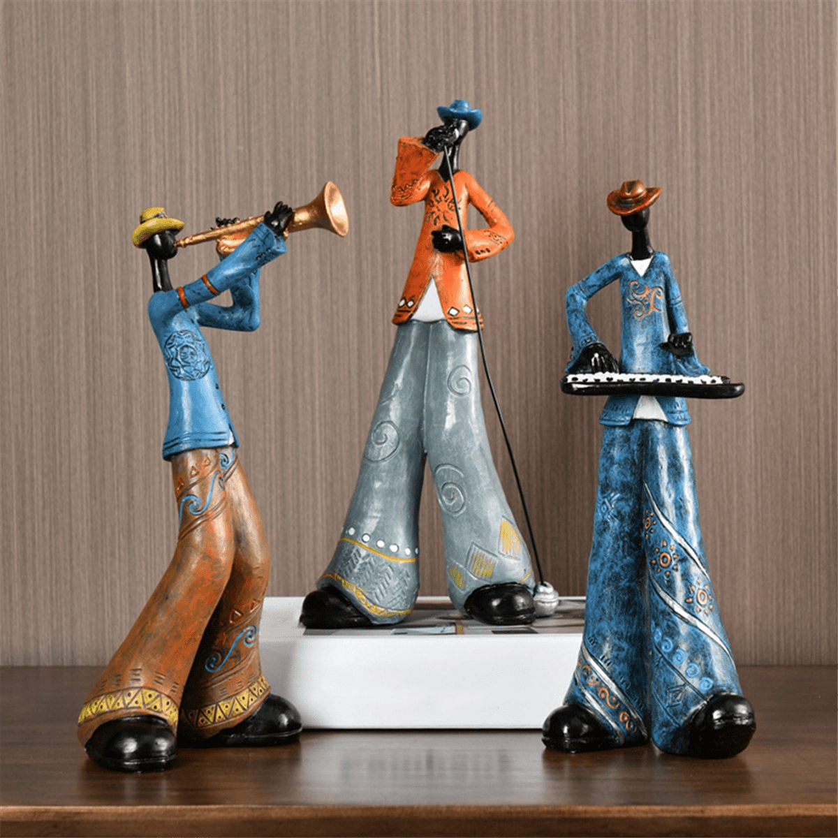 TOP! Jazz Band Player Figurines Vintage Musician Figure Resin Statues ...
