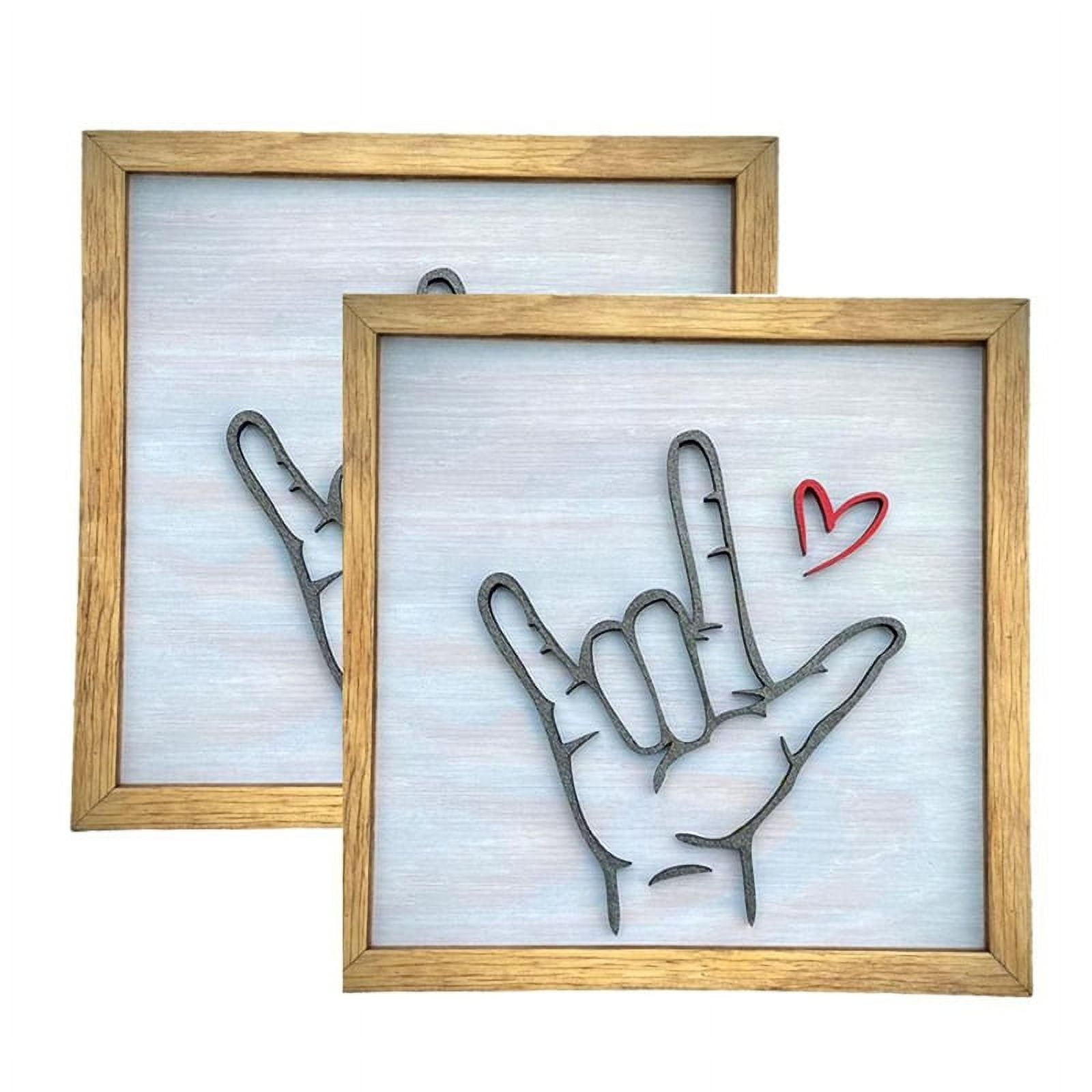 HOT! Love You Sign Language Wall Art, Home Decoration Painting Wooden ...