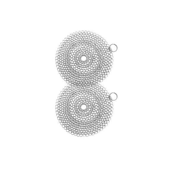 TOP-MAX 2PCS Cast Iron Scrubbers Metal Circular Mesh Brush Cleaner for ...