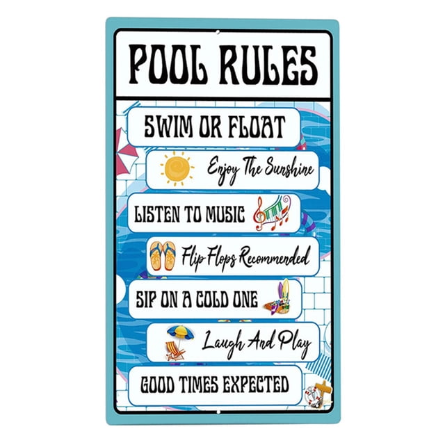 TOP-MAX Outdoor Indoor Pool Sign And Rule Pool Decorations Sign Warning ...