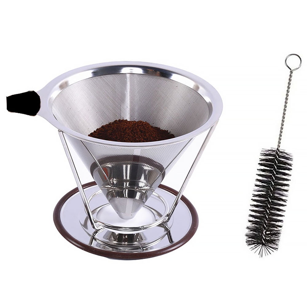 TOP-MAX Stainless Steel Coffee Filter Double-Layer Filter Reusable Drip ...