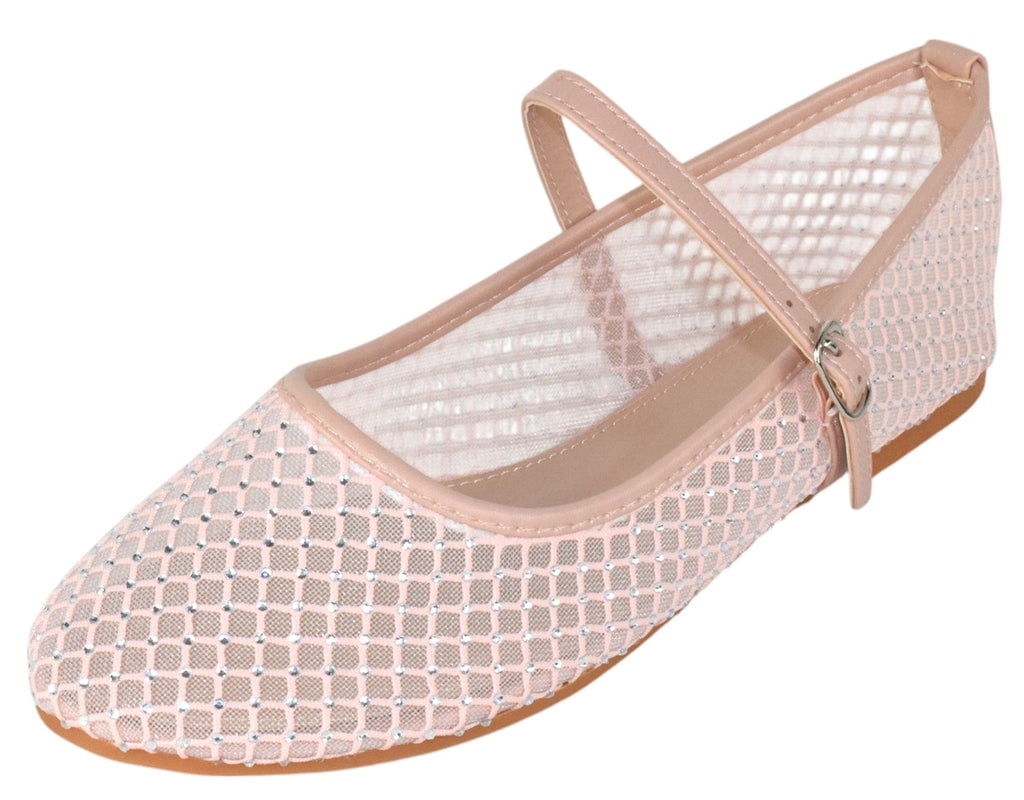 TOP MODA Dress Shoes Women Rhinestone Mesh Ballet Flats Round Toe ...