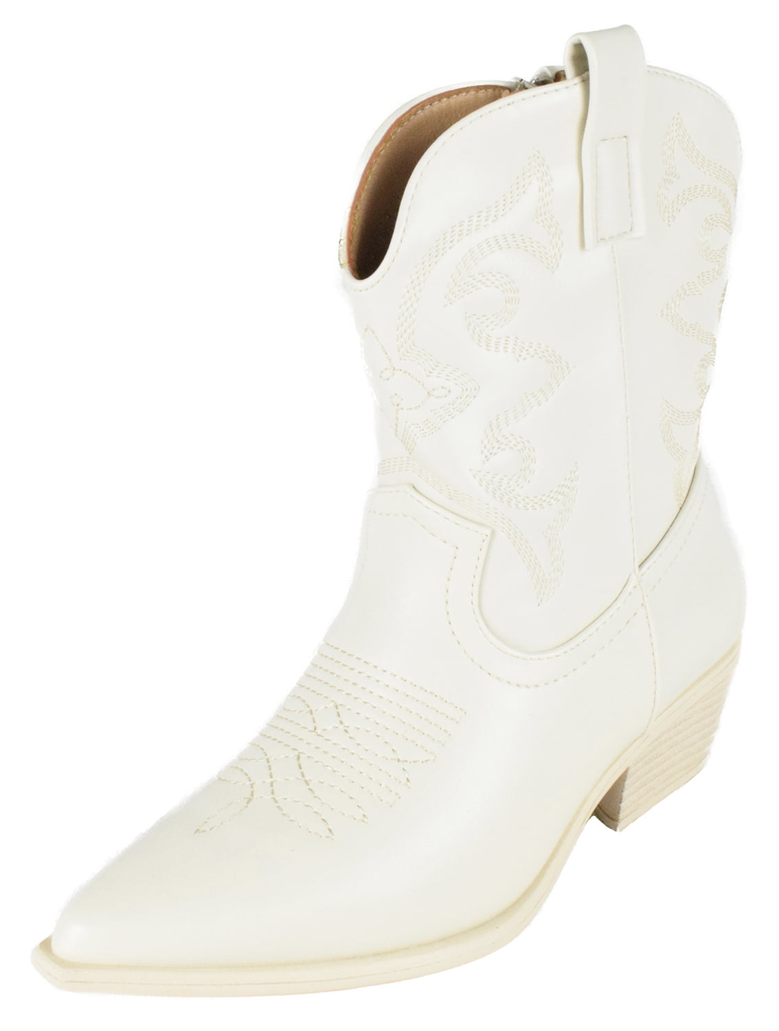 TOP MODA Women Cowgirl Cowboy Western Stitched Ankle Boots Pointy Toe ...