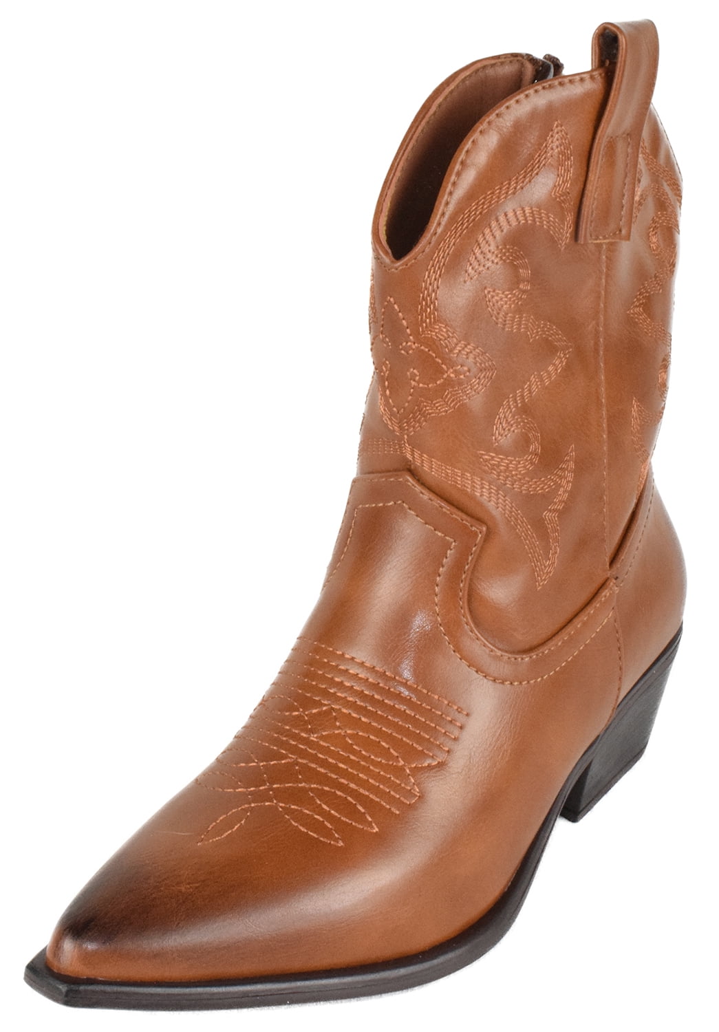 TOP MODA Women Cowgirl Cowboy Western Stitched Ankle Boots Pointy Toe ...