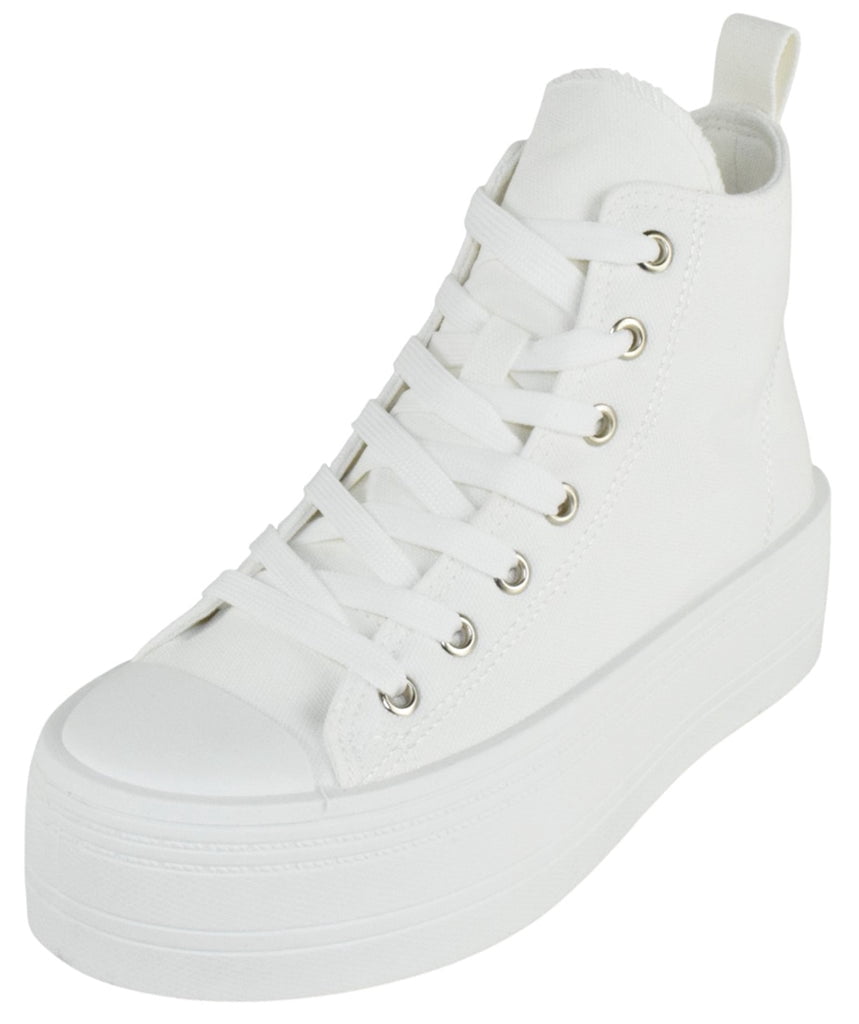 TOP MODA Women High Top Platform Sneakers Canvas Lace-Up Fashion Shoes ...