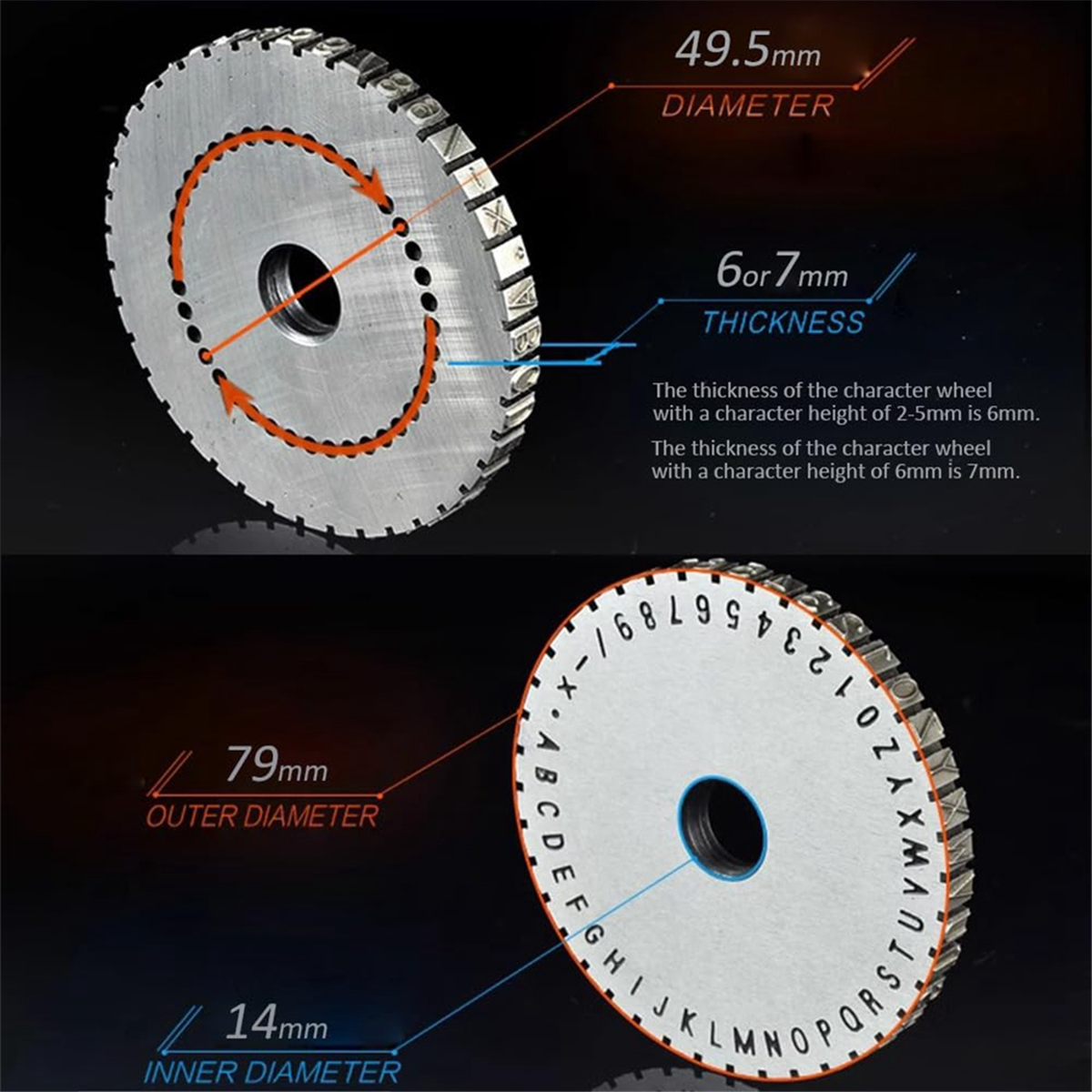TOP! Manual Marking Steel Stamp Wheel Accessories for Nameplate Metal ...